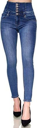 Elara Jeans Femmes Stretch Taille Haute Skinny Chunkyrayan EL60D2 Blau-54 (7XL)