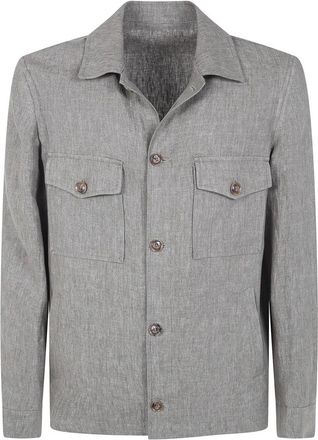 Barba Homme, Vestes, Gris, Taille: XL Park Linen Shirt