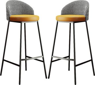 Generic Barhocker, Barhocker in Tresenh&ouml;he aus Kunstleder mit niedriger R&uuml;ckenlehne und Fu&szlig;st&uuml;tze, K&uuml;cheninsel-Barhocker, einfache Montage, 66/76 cm