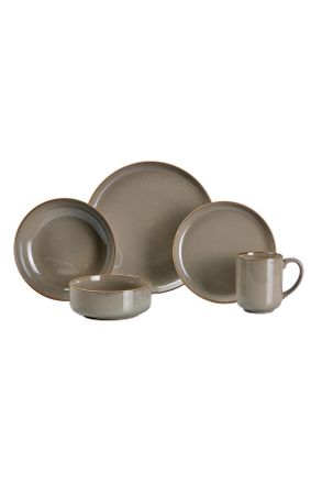 Novel Kombiservice Marbella, Braun, Keramik, 20-teilig, Uni, 410 ml,700 ml, Lfgb, lebensmittelecht, Essen & Trinken, Geschirr, Geschirr-Sets, Kombiservice