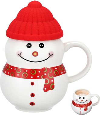 TOPBATHY Weihnachten Kaffeetasse Schneemann Tasse 350Ml Weihnachtsbecher Mit Silikondeckel f&uuml;r Tee Kaffee Milch Hei&szlig;E Schokolade Saisonale Kaffeetasse F&uuml;R Deko