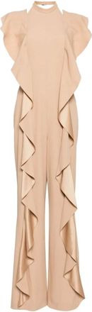 Alberta Ferretti Femme, Combinaisons et Ensembles, Beige, Taille: 40 FR Combinaison &agrave; volants effet cr&ecirc;pe
