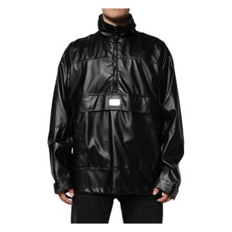Dolce & Gabbana Schwarze Logo-Plakette Bomberjacke - - Jackets - Herren - Schwarzk - M