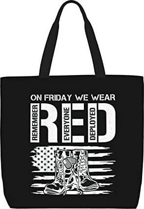 Generic Sac De Courses Le Vendredi, Nous Portons Du Rouge Sac &Agrave; Main D&eacute;contract&eacute; De Grande Capacit&eacute; Lavables Sacs En Toile &Eacute;paule, Pour Voyage, Shopping, Femm