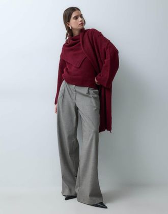 Asos pull en maille avec d&eacute;tail &eacute;charpe bordeaux-Rouge