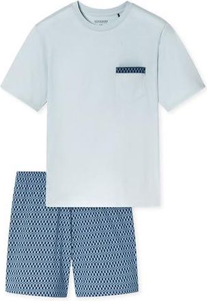 Schiesser Pyjama confortable pour homme - En coton - Confortable - Col rond - V&ecirc;tement de nuit d&eacute;t&eacute;, Pyjama confort bleu clair, 60