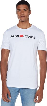 Jack & Jones Herren Rundhals T-Shirt JJECORP Logo - Slim Fit Plussize XXL-8XL, Größe:XXL, Farbe:White 12184987