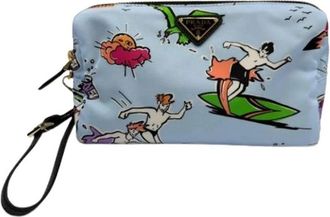 Prada Pre-owned Vintage Nylon Pouch - Femme - Pre-owned - Bleu - Taille: ONE Size