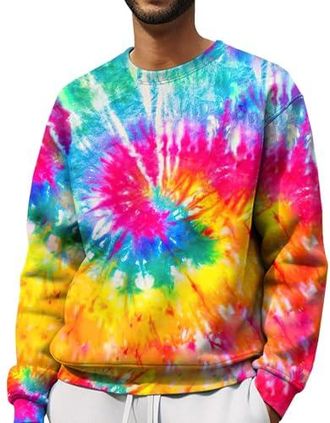 Generic Pull à col rond pour homme - Imprimé automne - Col rond - Haut décontracté à manches longues - Sweatshirt décontracté, violet, 5XL