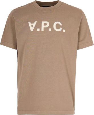 A.P.C. A.p.c., Homme, Tops, Brun, Taille: 2XL T-shirt &agrave; col rond avec logo