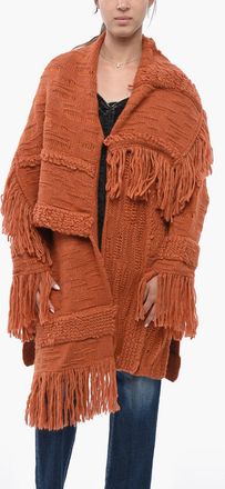Stella McCartney Cardigan Open-Front in Misto Alpaca Sfrangiato Stella McCartney