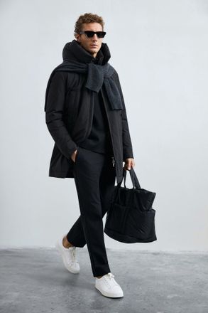 Lufian Herren Langer Parka mit G&auml;nsedaunen