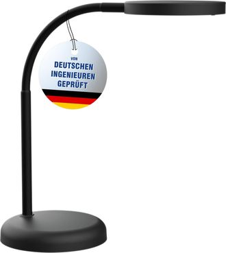 Maul Schreibtischlampe LED MAULjoy | Kleine Schreibtischlampe mit Standfuß | Moderne Tischlampe für Schreibtisch, Büro | Flexible LED Lampe mit 3000K warmw