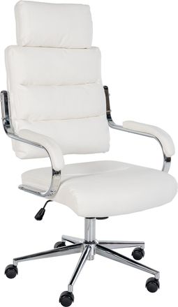Clp Bürostuhl Campo Kunstlederbezug I Schreibtischstuhl höhenverstellbar und drehbar I bis 135 kg belastbar I mit Rückenlehne, Farbe:weiß