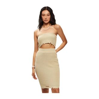 SER.O.YA Mini Grace Baumwollkleid in Beige - - Dresses - Damen - Beige - L