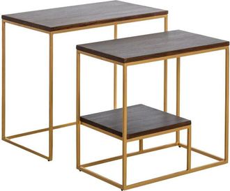 Made In Meubles Made In Meubles - Set de deux consoles en bois de manguier et m&eacute;tal L&eacute;on