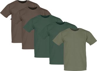 Fruit Of The Loom Valueweight T Shirt 5er-Pack Herren, 2xChoco +2xBottle +1xOlive, 3XL