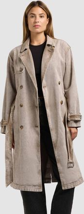 Khujo Trenchcoat KHUJO HERA, Damen, Gr. XXL, beige (latte braun), Web, 100% Baumwolle, regular fit knielang, eingesetzt abgesteppte Kante verstellbar, M&auml;nte