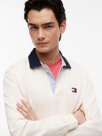 Tommy Jeans Langarm-Poloshirt TJM RLX ESS BADGE RUGBY EXT Relaxed Fit Rugby-Shirt