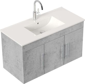 Magnolia Home Badm&ouml;bel Venezia beton Waschtisch mit 3 Softclose T&uuml;ren