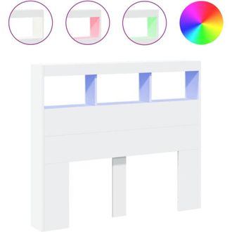 vidaXL Kopfteil-Schrank mit LED in Wei&szlig; 120x17x102 cm