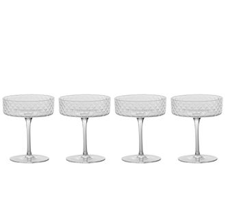 Zafferano Veneziano Mixology Glas f&uuml;r Cocktails Longdrinks Spirituosen | 4 St&uuml;ck | Facetten Muster | mundgeblasen | Handarbeit (Goblet (VN01700))