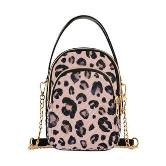 Mnsruu Sac &agrave; main en cuir avec motif l&eacute;opard rose et noir pour femme, multicolore, Taille unique