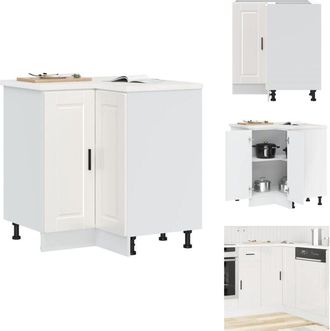 vidaXL Küchen-Eckunterschrank Porto Hochglanz-Weiß Holzwerkstoff - Kücheneckunterschrank - Kücheneckunterschränke - Eckunterschrank - Küchen-Eckunterschrank