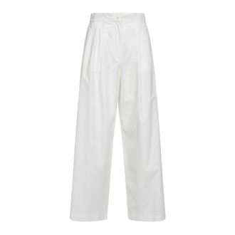 Max Mara Femme, Pantalons, Blanc, Taille: 34 FR Wkdbenda Pantalon large en popeline de coton