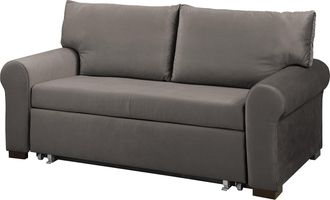Mørteens home24 Schlafsofa Country Deluxe Grau/Braun Samt Krysia 165cm mit Schlaffunktion Glamour