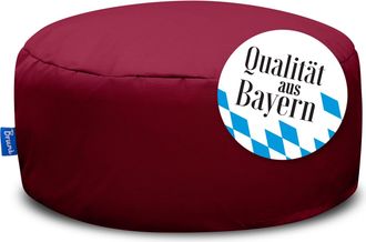 Bruni Pouf Sitzhocker M in Bordeaux - runder Sitzpouf, Indoor und Outdoor als Fußhocker, Yoga-Sitzkissen, Meditationskissen geeignet, in Deutschland geferti