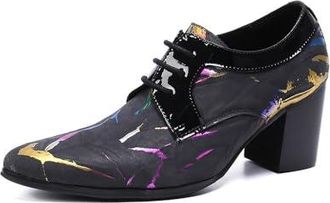 Generic Chaussures Oxford habillées en cuir véritable avec bout pointu et lacets confortables pour homme, Noir, 40 2/3 EU