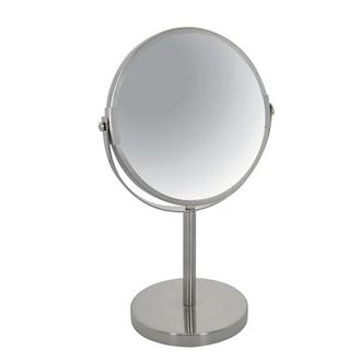 Spirella Miroir de Maquillage &agrave; Poser Miroir de beaut&eacute; Miroir cosm&eacute;tiques Double Face Miroir de courtoisie pivotant Sydney grossissement x2 - Argent satin&eacute;