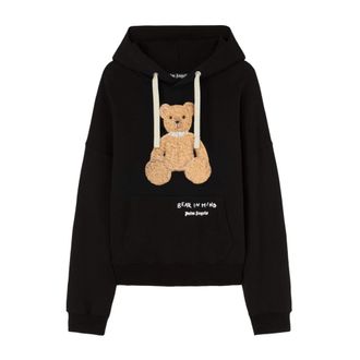 Palm Angels Schwarzer Kapuzenpullover mit Logo-Print - - Sweatshirts & Hoodies - Herren - Schwarzk - L