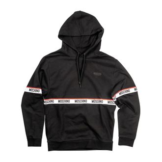 Moschino Logo Banda All Over Baumwollfleece-Hoodie - - Sweatshirts & Hoodies - Herren - Schwarzk - M