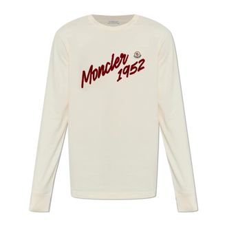Moncler Cremefarbenes Logo-T-Shirt - - Tops - Herren - Beige - L