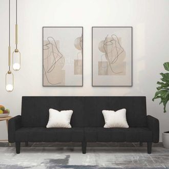 vidaXL Schlafsofa 2-Sitzer Schwarz Samt Vidaxl