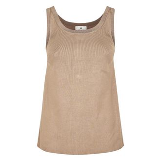 Elisabetta Franchi Femme, Tops, Brun, Taille: 44 FR Top en maille avec bandes en viscose brillante