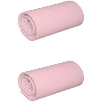 TERRE DE NUIT Lot de 2 draps housse jersey rose th&eacute; bonnet 40 cm 160x190/200