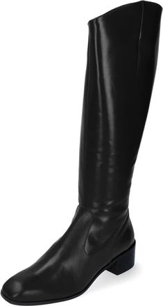 Andres Machado Hohe Stiefel aus Leder f&uuml;r Damen - Fiona - Karreespitze und Blockabsatz - Schwarz, Gr&ouml;&szlig;e EU 36