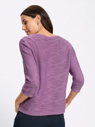 Witt Strickpullover Baumwoll-Pullover 3/4-Arm Ajour, Links-Strick
