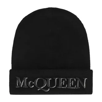 Alexander McQueen Embroidered Logo Beanie Hat - - Accessories - Herren - Schwarzk - L