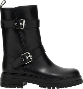 Gianvito Rossi Femme, Chaussures, Noir, Taille: 38 1/2 EU Bottines Noires en Cuir