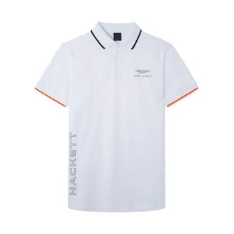Hackett Aston Martin Racing Polo mit geripptem Kragen - - Tops - Herren - Wei&szlig; - S