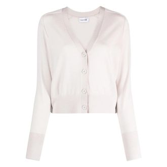 Calvin Klein Feine Strickjacke aus extrafeiner Wolle - - Knitwear - Damen - Grau - L