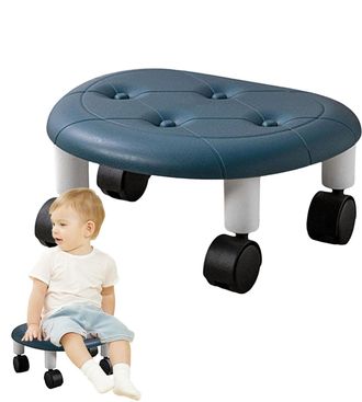 Generic Niedriges Rollstuhl, kurze Stuhlrolle, Hocker mit niedrigen R&auml;dern, h&ouml;henverstellbarer Drehhocker mit R&auml;dern, bequemer Sitz aus PU-Leder, 360&deg; drehbar