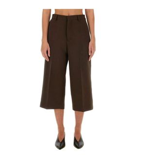 Ami Femme, Pantalons, Brun, Taille: 36 FR Pantalon &Eacute;vas&eacute; Court