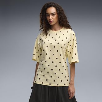 Puma T-shirt &agrave; pois oversize Femme, V&ecirc;tements, Jaune, XL