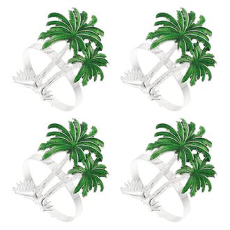 Cabilock 4st&uuml;cke Kokosnuss Baum Serviettenringe F&uuml;r Hawaii-Party Dekorative Serviettenhalter F&uuml;r Hochzeiten Geburtstagsfeiern Und Sommerfestlichkeiten Tischdek