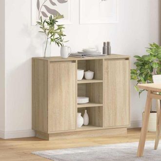 vidaXL Sideboard mit Regal Sonoma Eiche 90 x 32 x 75 cm Holzwerkstoff Vidaxl
